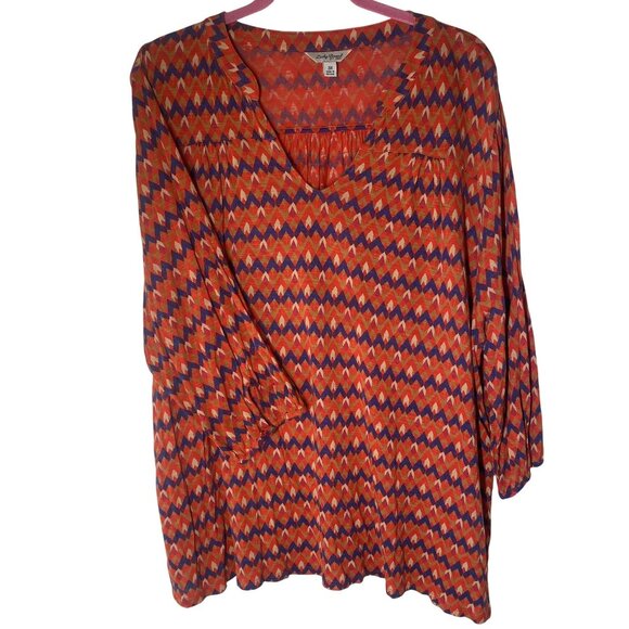 Lucky Brand | Tops | Lucky Brand V Neck Aztec Print Tunic Top Womens 3x ...